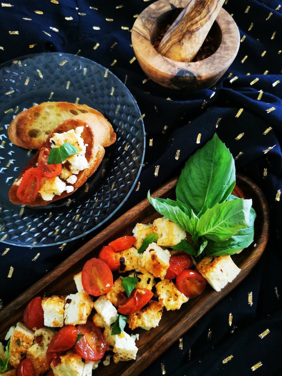 BROILED FETA WITH CHILI SALT, TOMATOES AND BASIL – Canadian Cookbooks